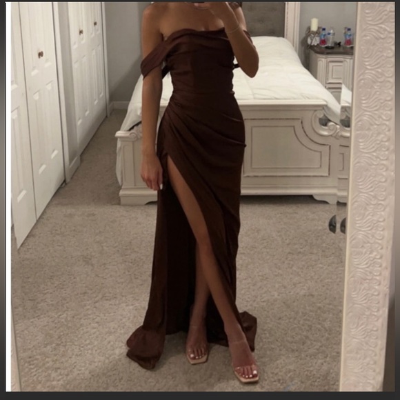 shopddmine | Dresses | Mahogany Off Shoulder Wedding Prom Long Maxi Gown Dress | Poshmark